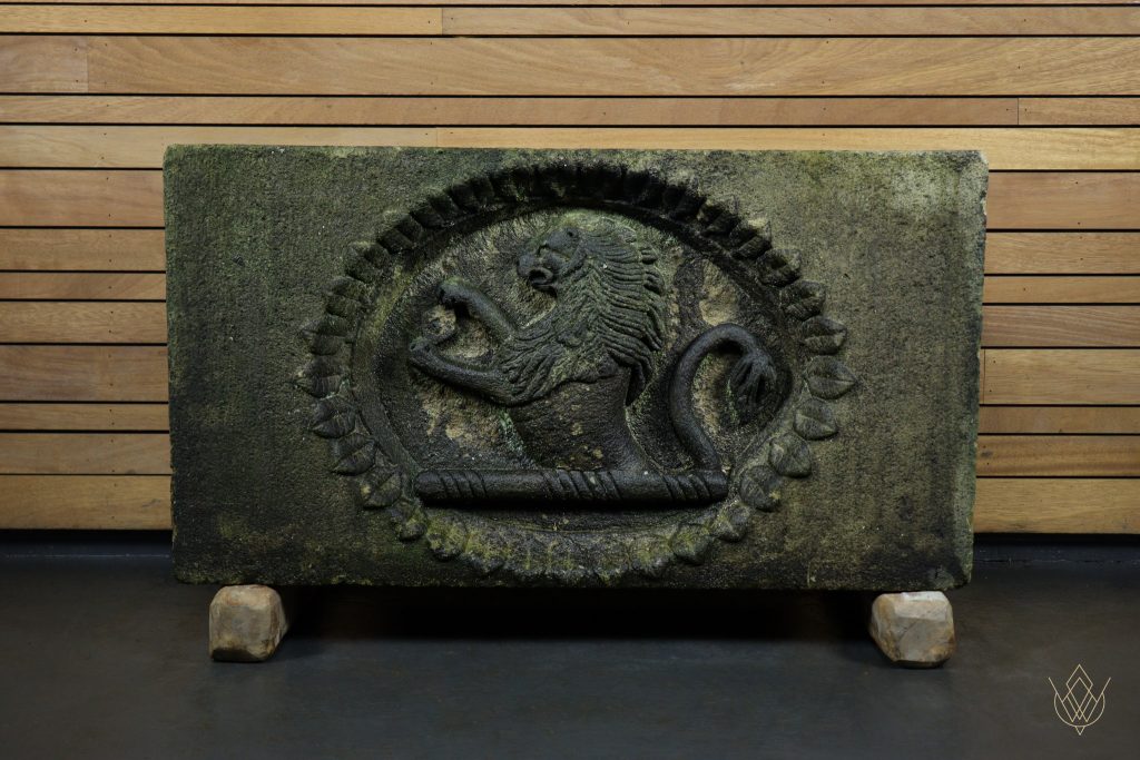 Large 19th Century Carved Stone Demi Lion Rampant Crest - WillMow ...